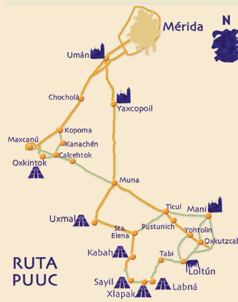 Mapas de la Ruta Puuc - Destinos México