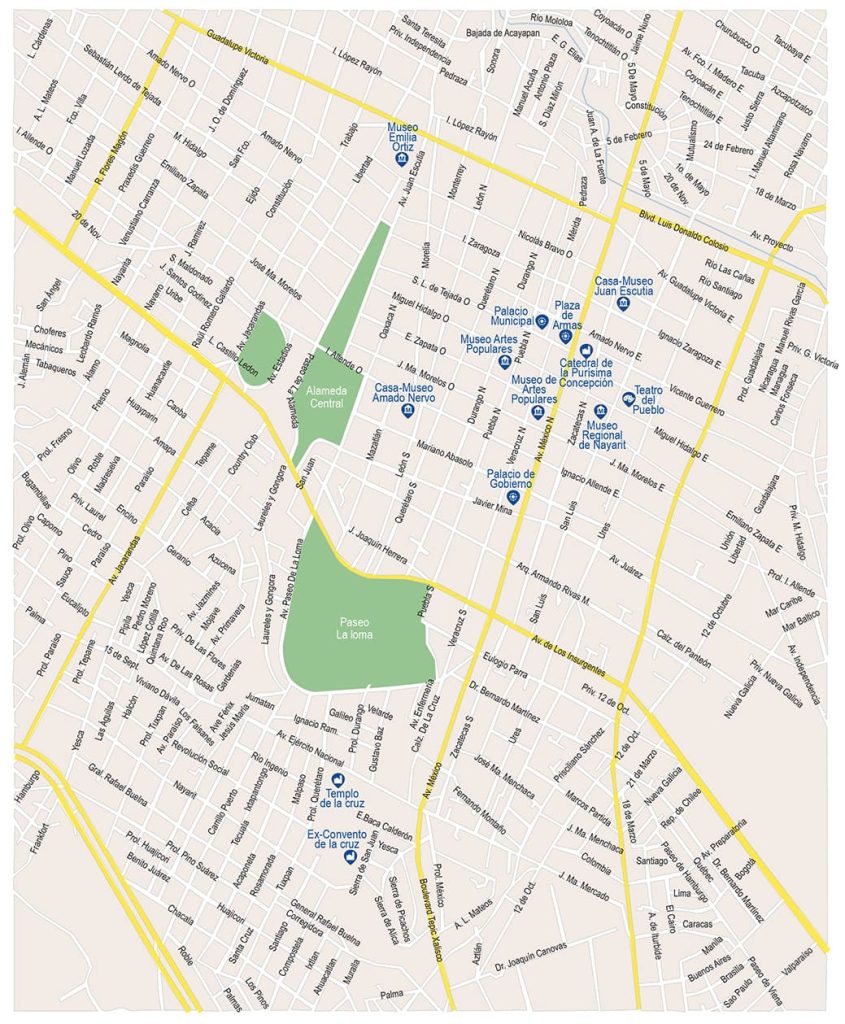 Mapas de Tepic - Destinos México